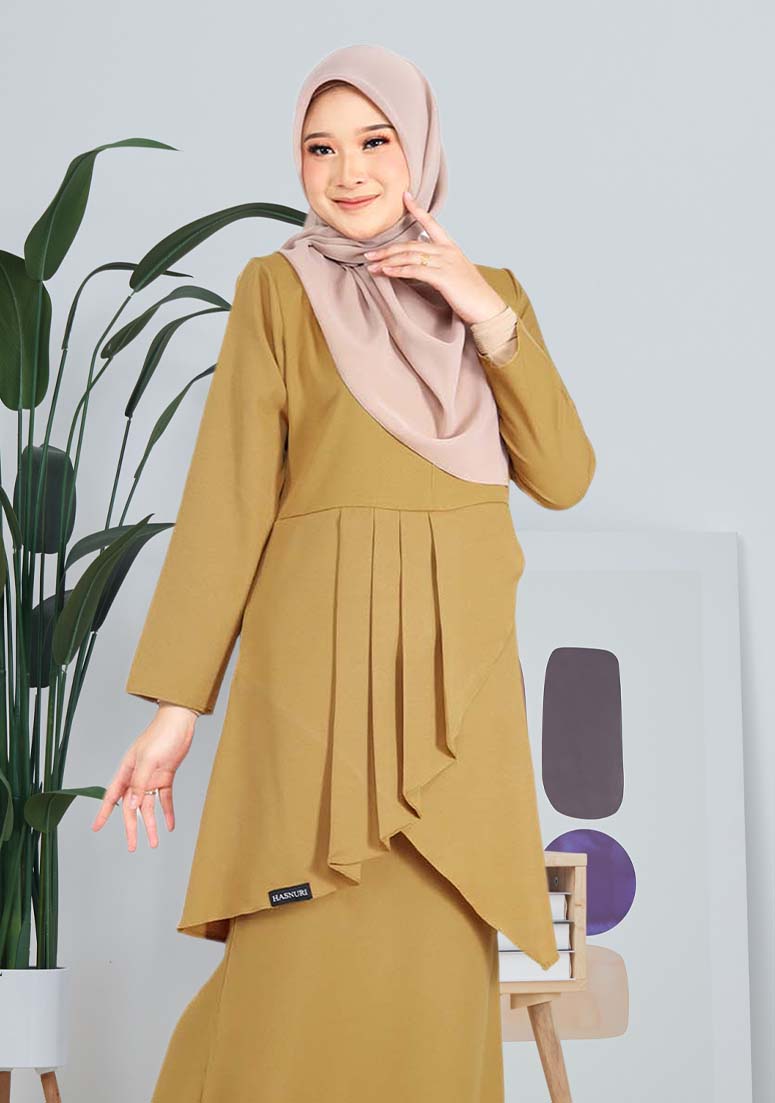 Kurung Aleeya - Moss Yellow | Baju Kurung | Modest Fashion Online ...