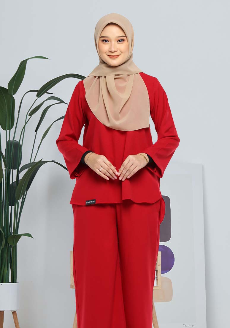 Suit Lisa - Red | Baju Kurung | Modest Fashion Online Shopping ...