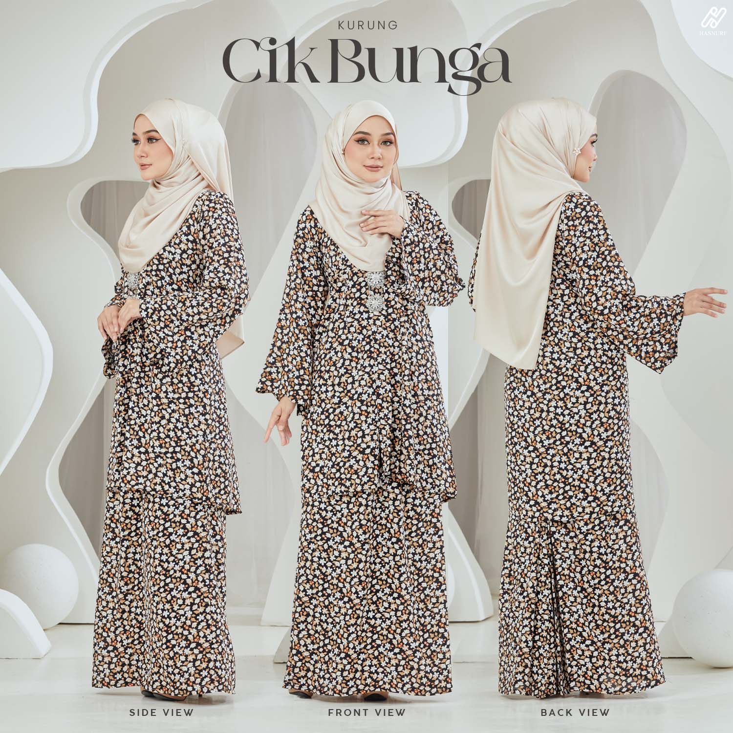 Kebaya Cik Bunga - Yellow | Baju Kurung | Modest Fashion Online Shopping - Hasnuri.com