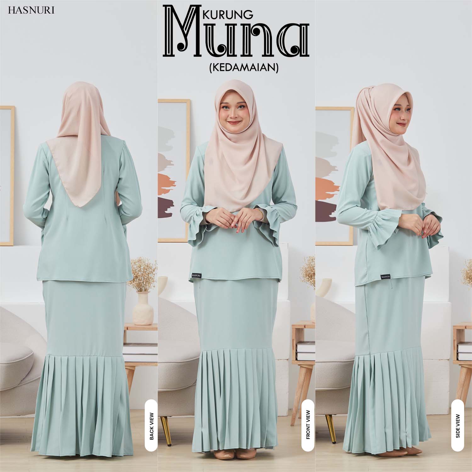 Kurung Muna - Olive Green | Baju Kurung | Modest Fashion Online Shopping - Hasnuri.com