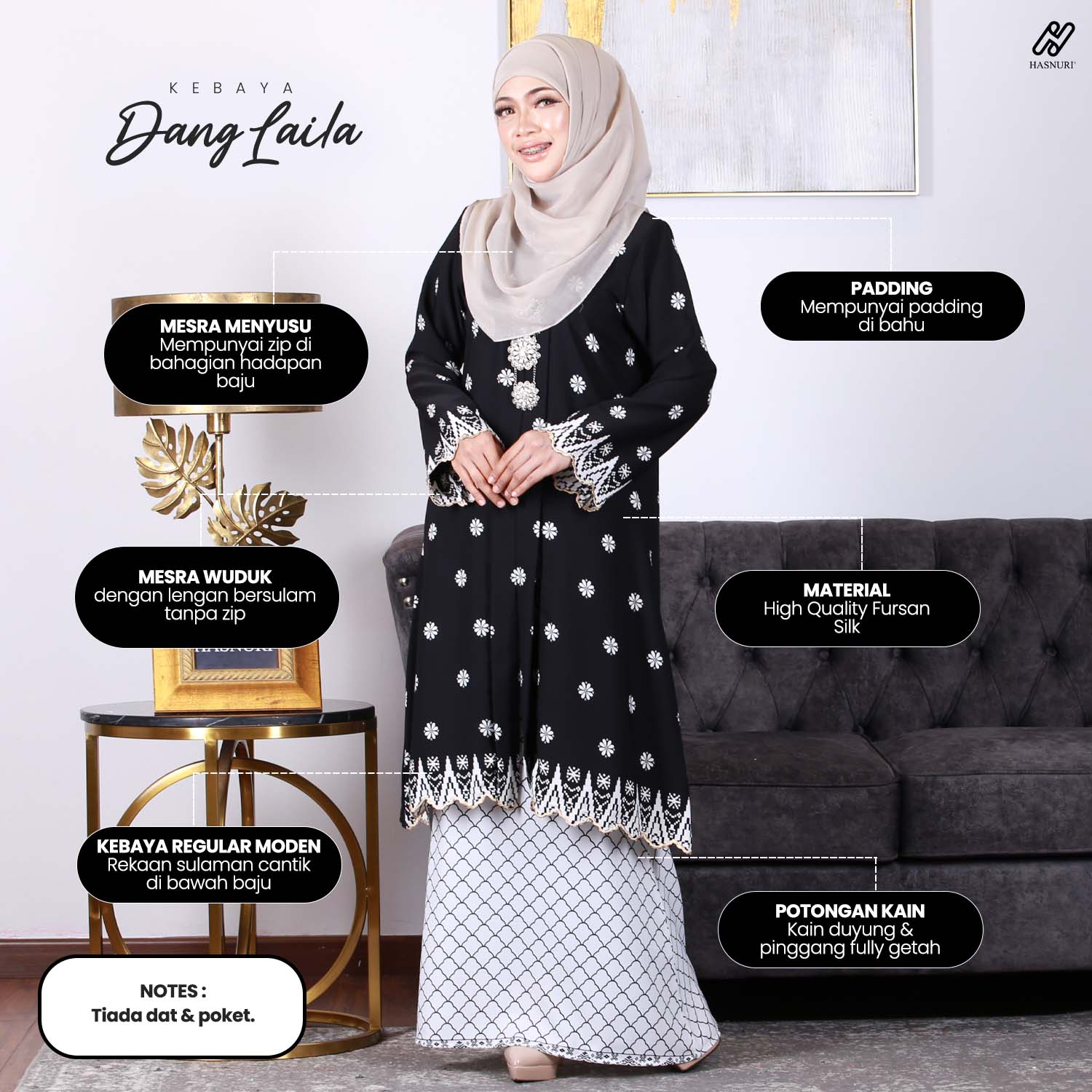 Kebaya Dang Laila - Stone Grey | Baju Kurung | Modest Fashion Online ...