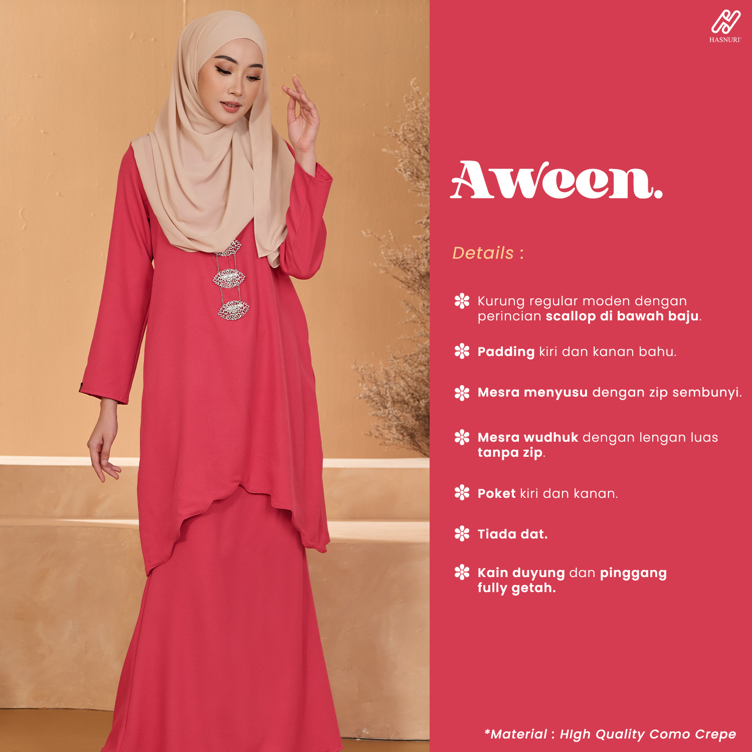 Kurung Aween - Burnt Orange | Baju Kurung | Modest Fashion Online ...