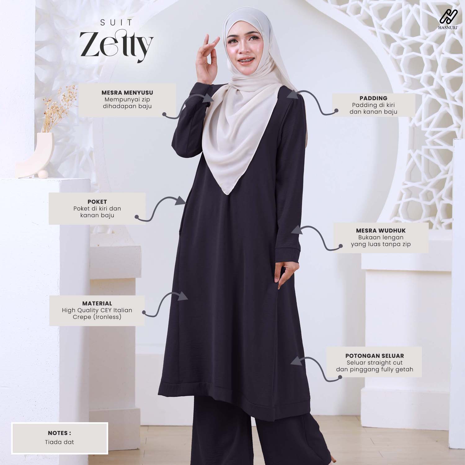 Suit Zetty - Charcoal | Baju Kurung | Modest Fashion Online Shopping ...