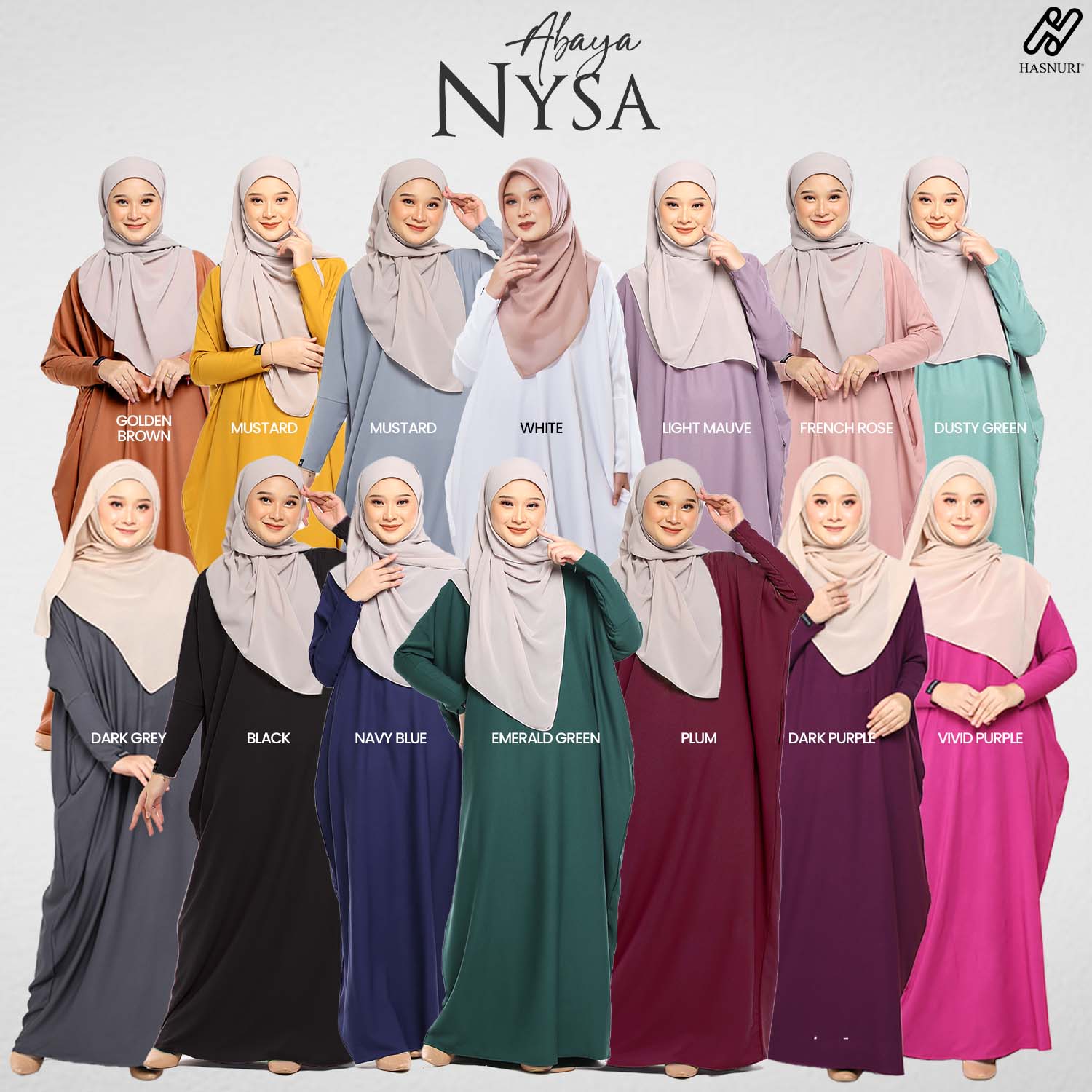 Abaya Nysa - Light Mauve | Baju Kurung | Modest Fashion Online Shopping ...
