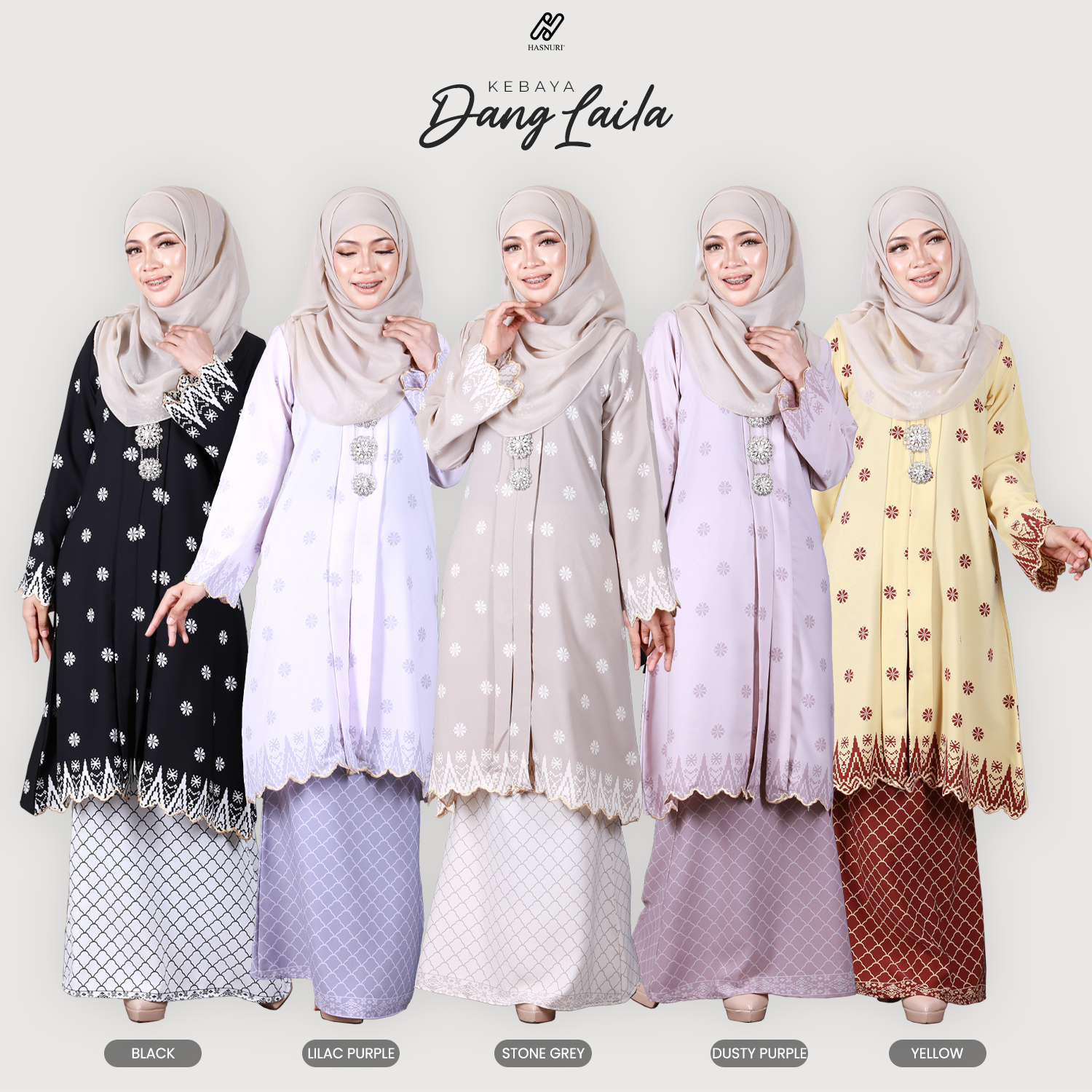Kebaya Dang Laila - Stone Grey | Baju Kurung | Modest Fashion Online ...