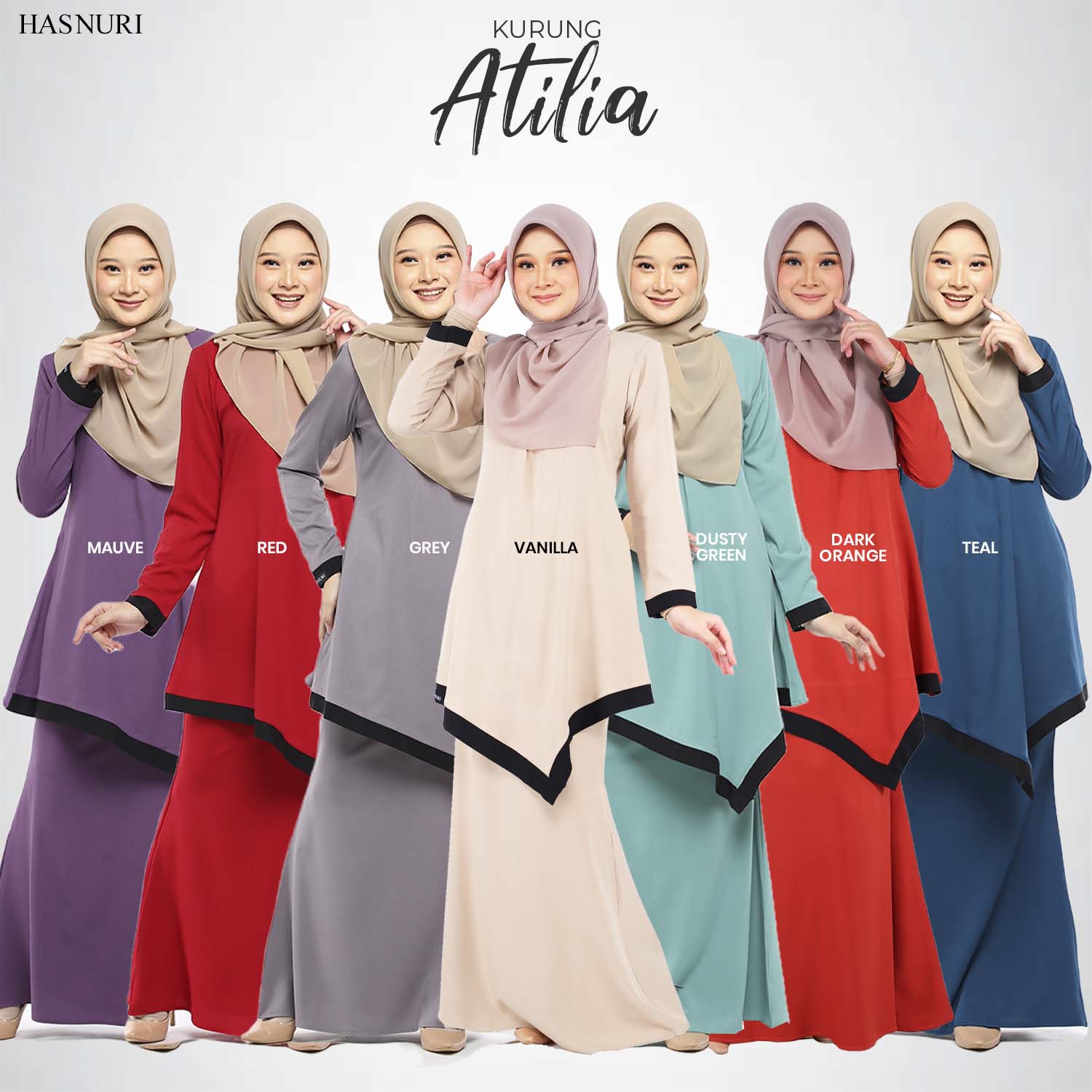 Kurung Atilia - Teal | Baju Kurung | Modest Fashion Online Shopping ...