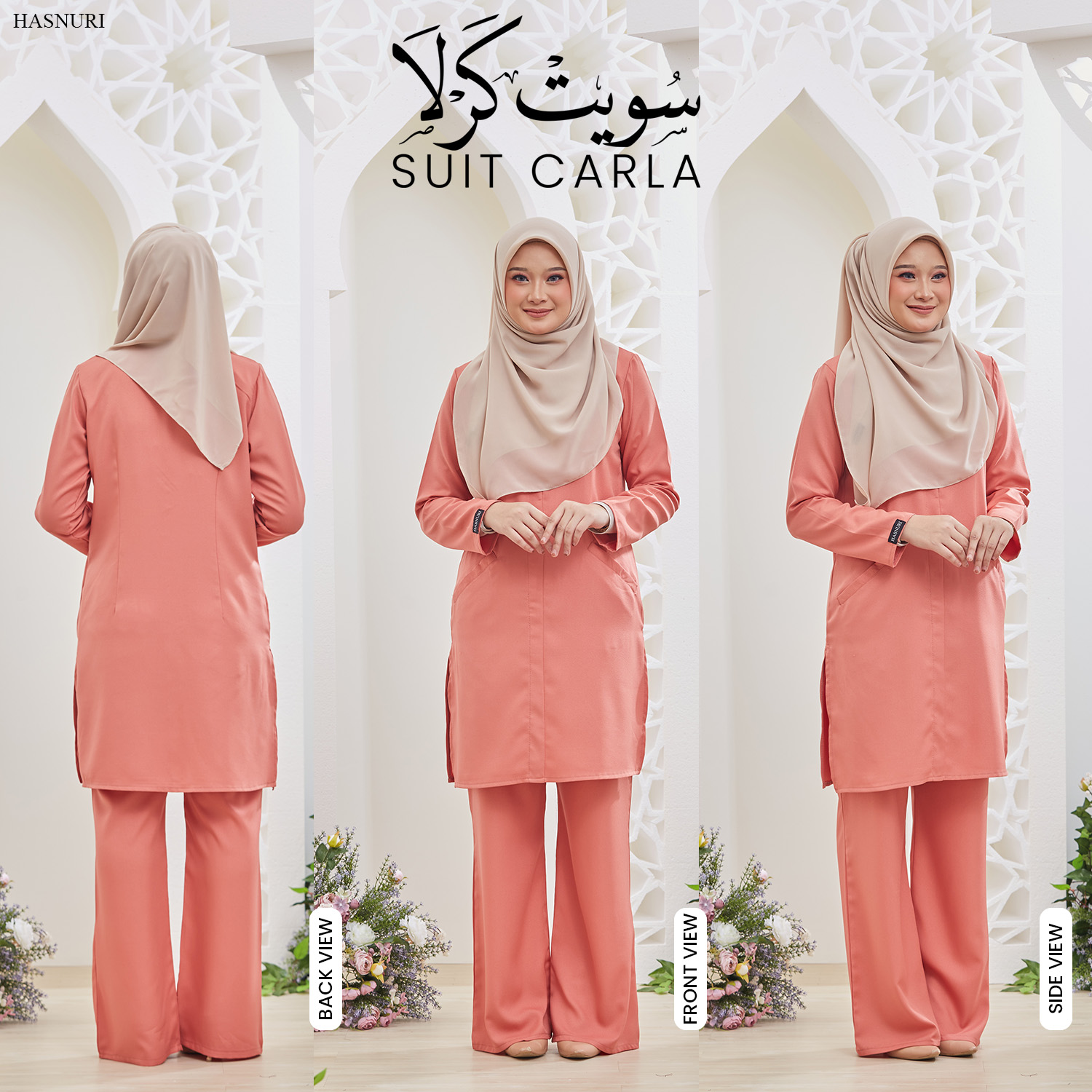 Suit Carla - Peach | Baju Kurung | Modest Fashion Online Shopping ...