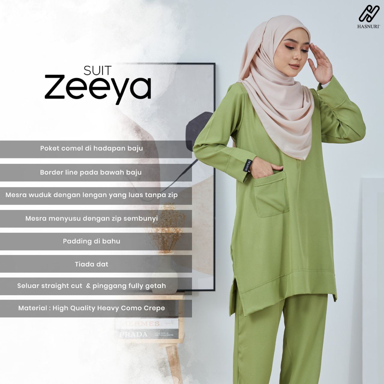 Suit Zeeya - Cream | Baju Kurung | Modest Fashion Online Shopping ...